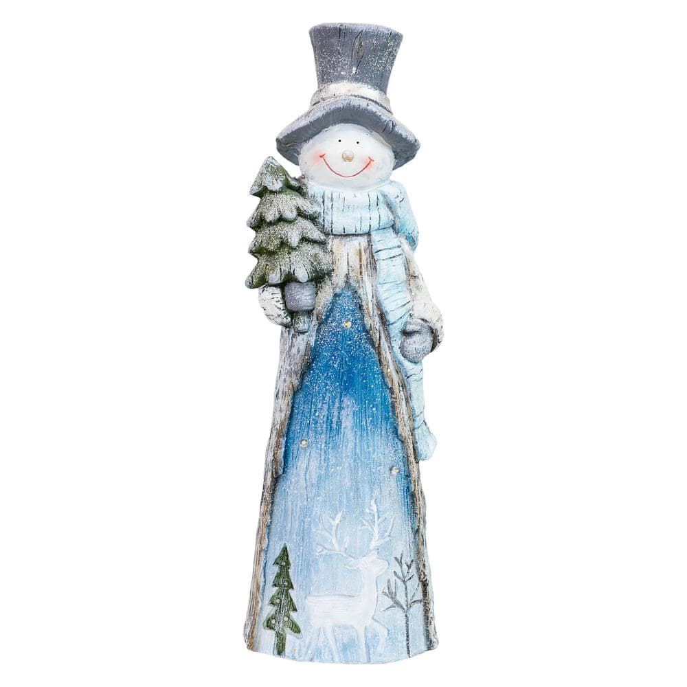 Sunnydaze Rustic Frosty Indoor Pre-Lit LED Christmas Statue-26 in. ART ...