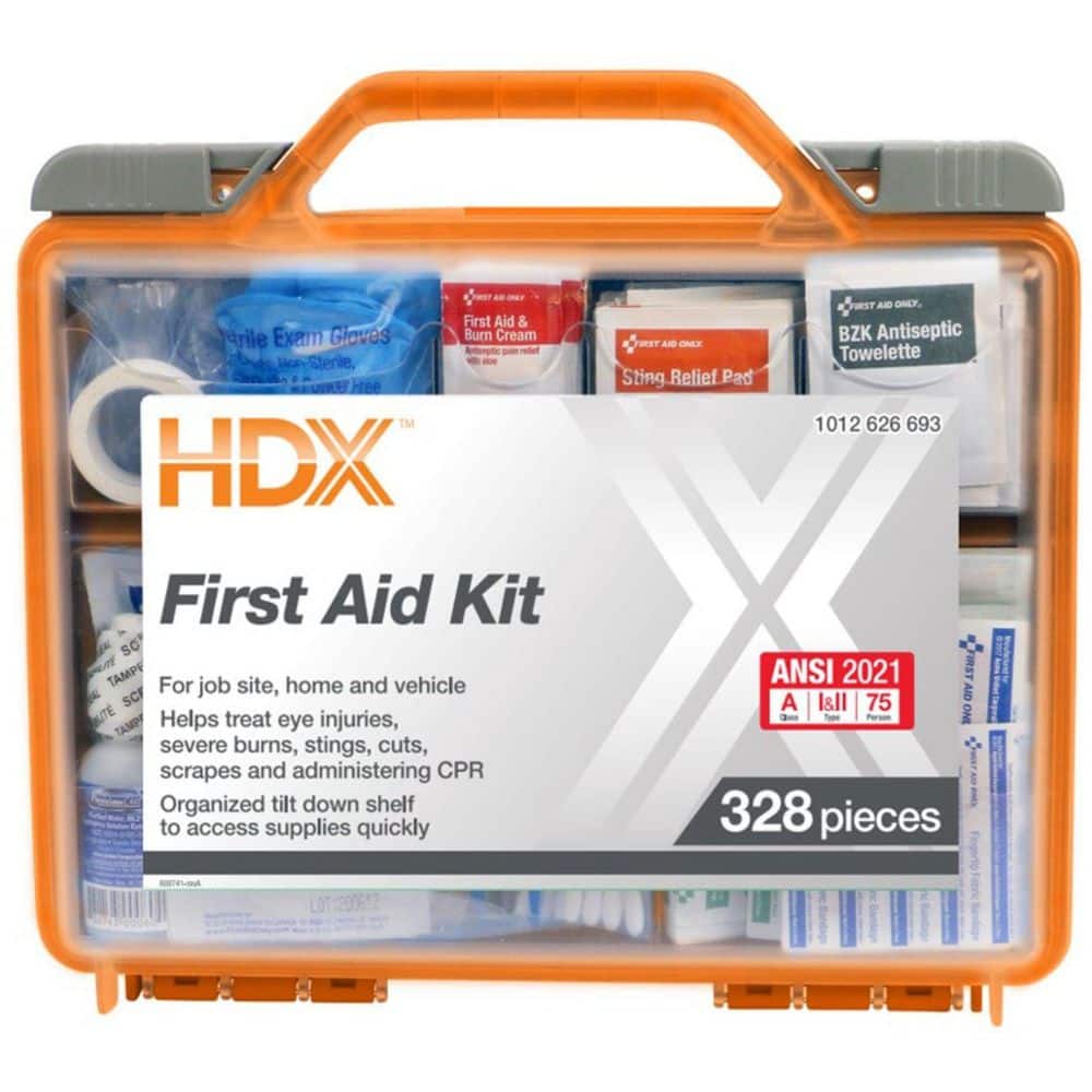 HDX 328-Piece ANSI Plastic First Aid Kit 52247 - The Home Depot