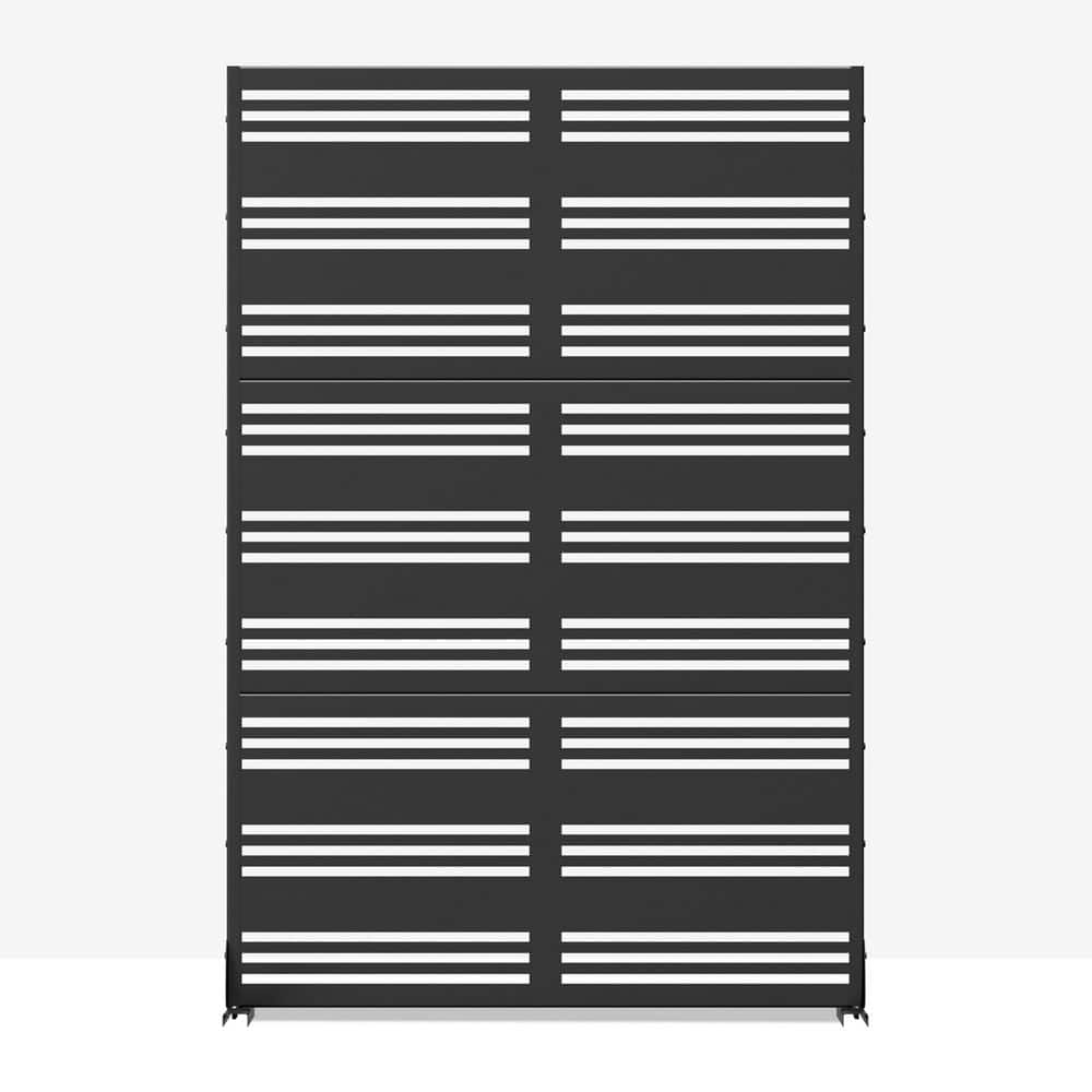 PexFix 6 ft. x 4 ft. Privacy Fence Screen 6-Panel Black Galvanized ...