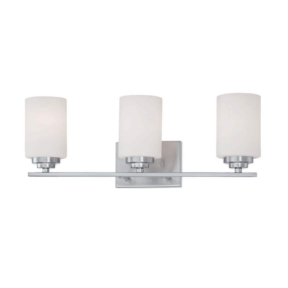 Millennium Lighting 3-Light Satin Nickel Vanity Light with Etched White ...