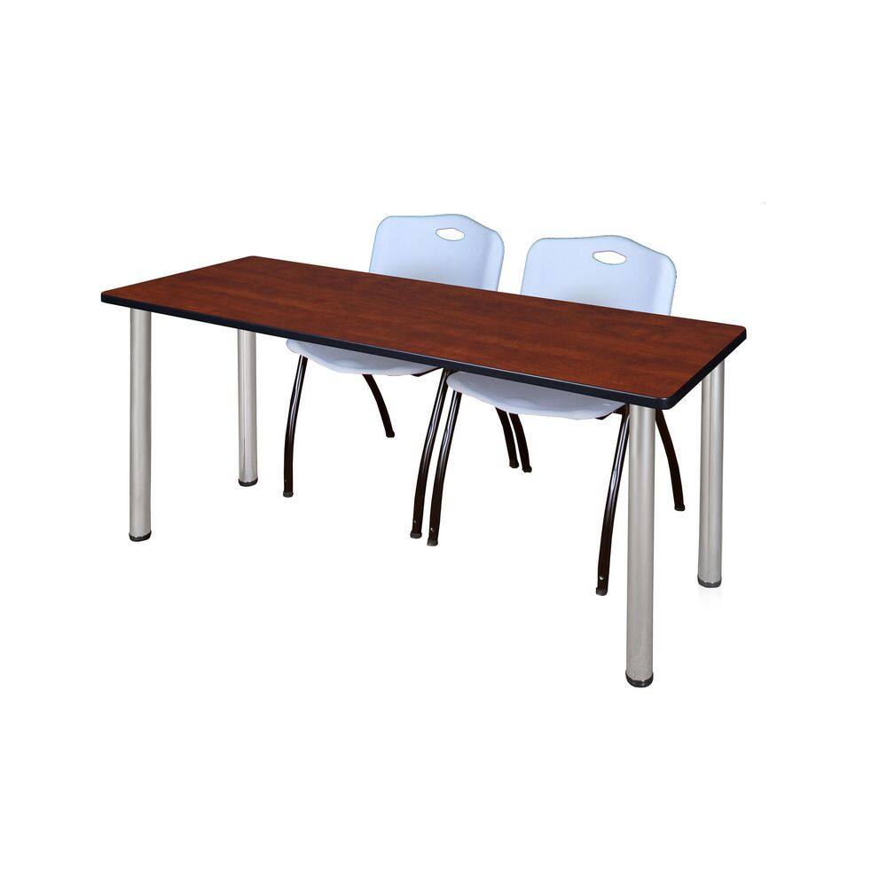 Regency Kee 66 in x 24 in. Cherry Top Training Table Desk, Chrome Legs ...