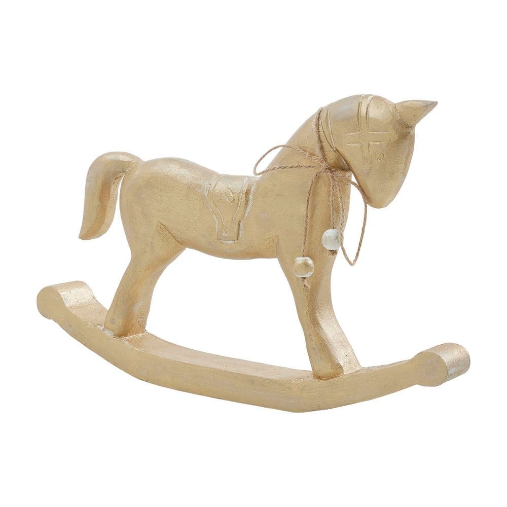 VHC Brands 9.5 in. Brushed Gold Wooden Christmas Rocking Horse 90007 ...