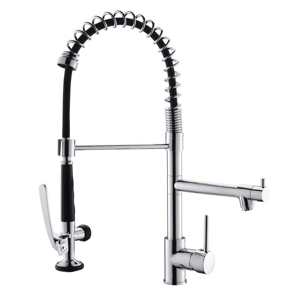 PERLIRIA INC Single Handle Pre-Rinse Spring Pull Down Sprayer Kitchen ...