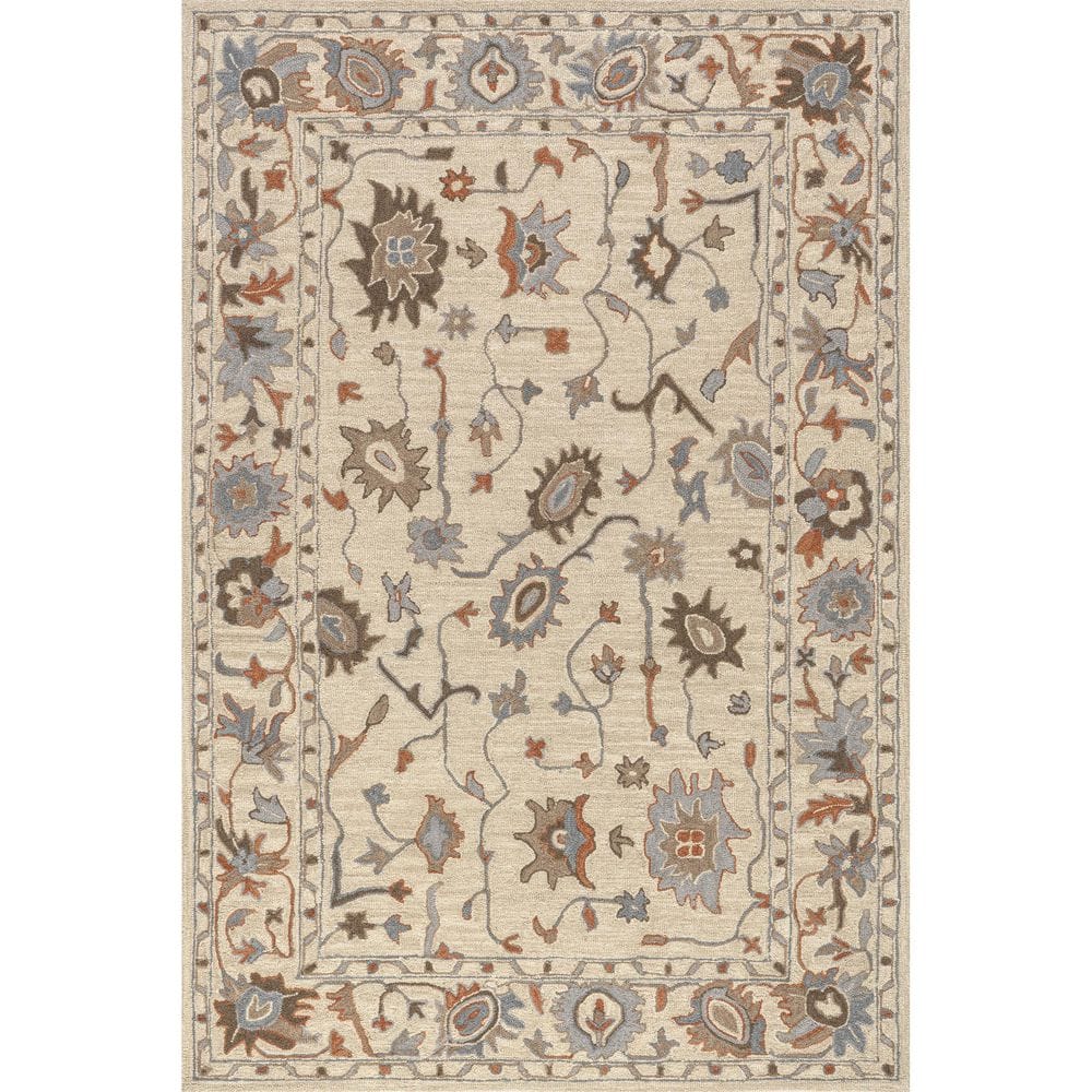 RUGS USA Woodland Bordered Wool Multicolor 4 ft. x 6 ft. Patio Rug ...