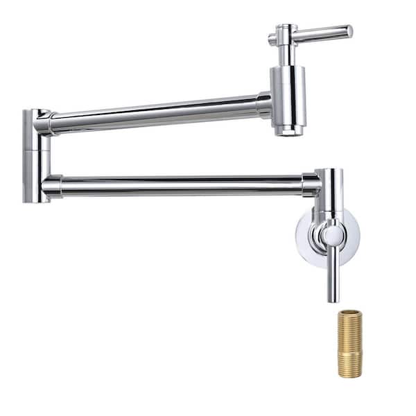 VEVETTA Wall Mounted Pot Filler Kitchen Faucet with Double Handles and ...