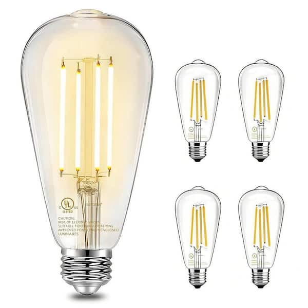 GUPUP 4 Pack 60-Watt Equivalent ST58 Dimmable Straight Filament Clear ...