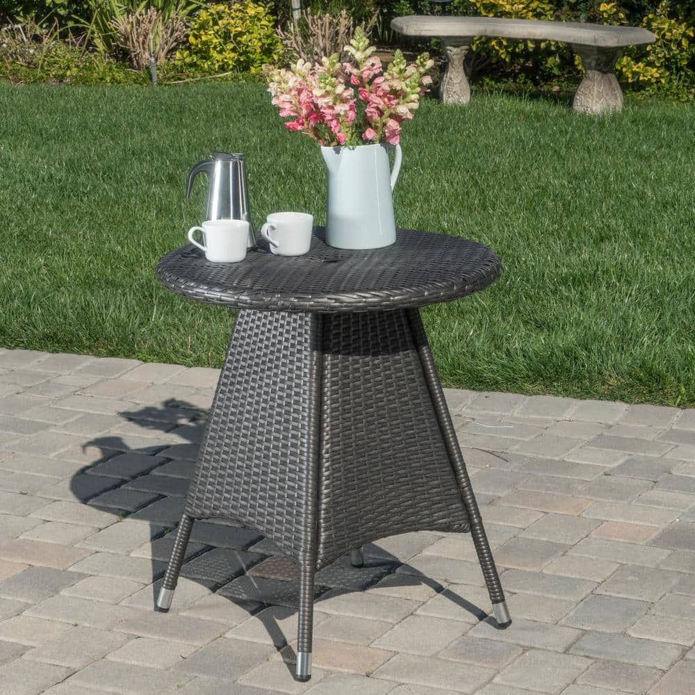 Outdoor Patio Wicker Bistro Table Perfect for Balconies and Decks, Gray ...