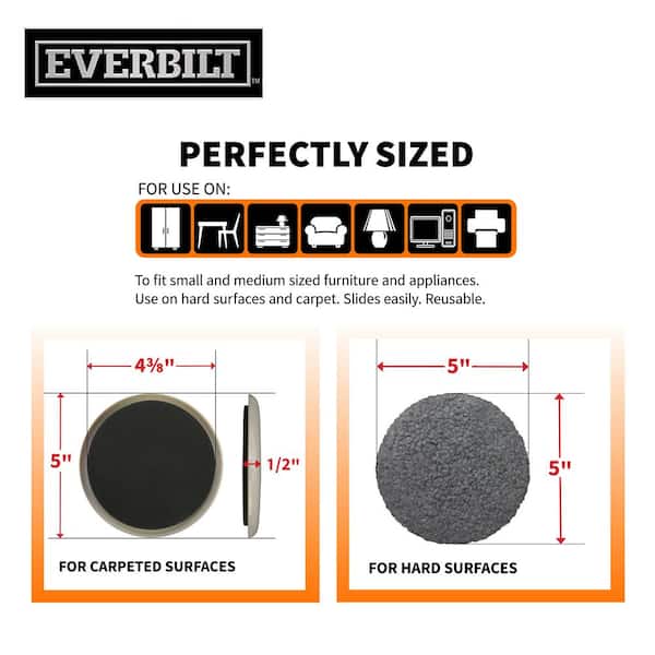 Everbilt 4-3/4 in. Round Plastic Furniture Sliders and Socks for Hard ...