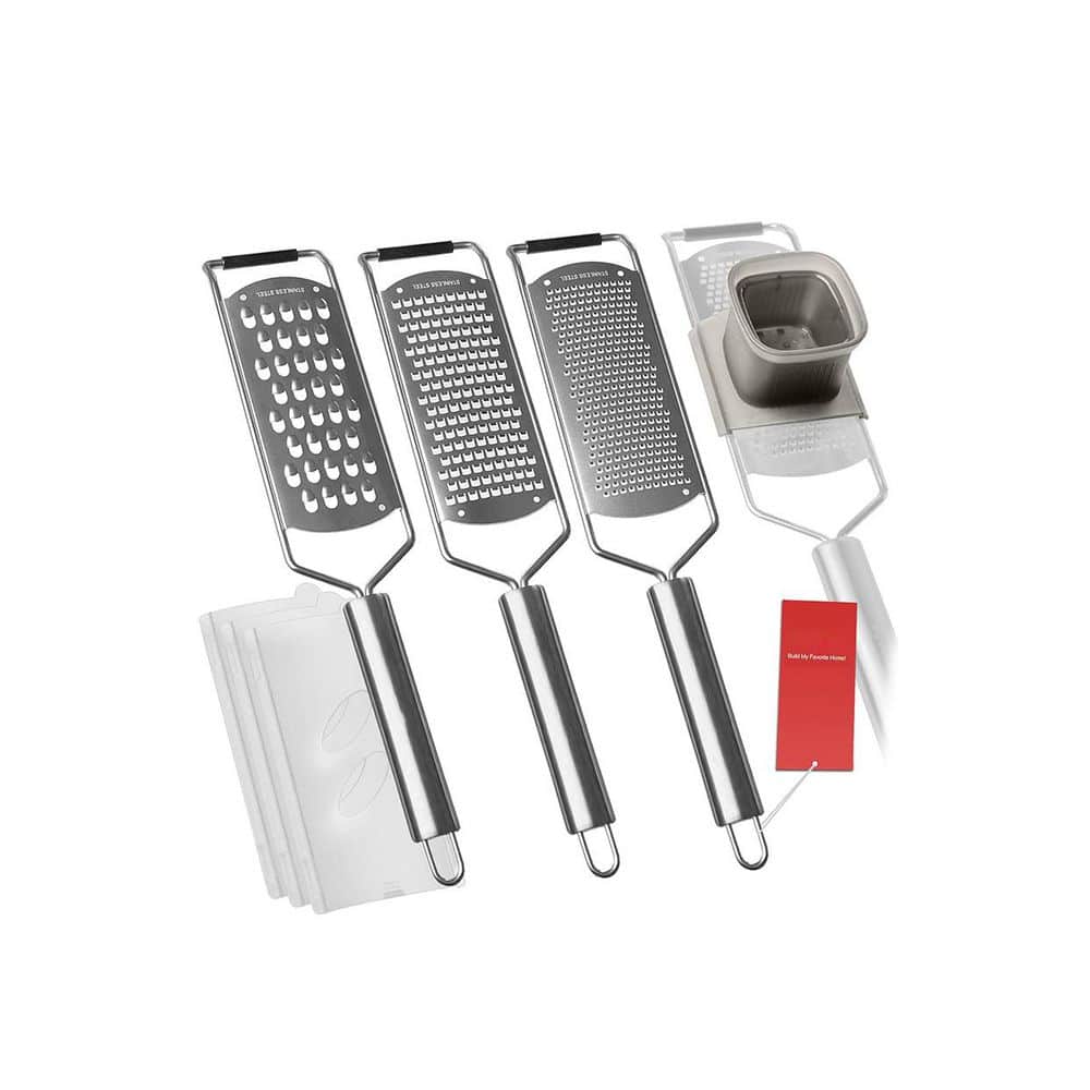 Lynzavix Pro Set Stainless Steel Zester Grater Set Silver Kitchen Tool ...