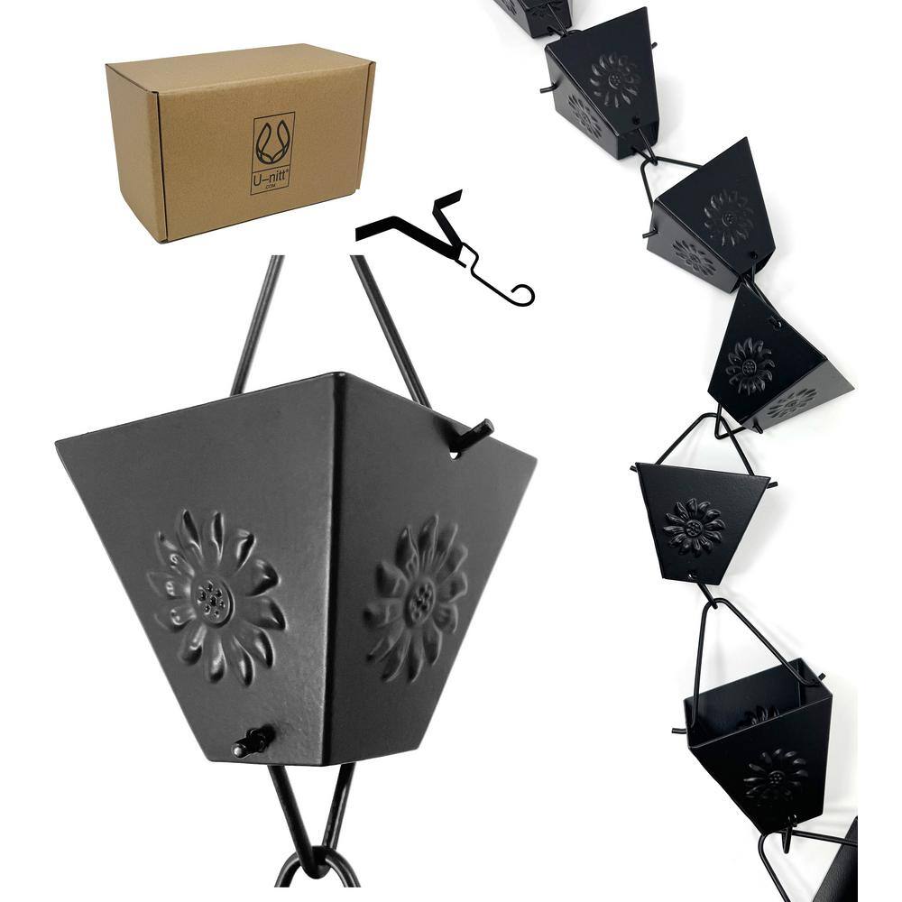 U-nitt 8.5 ft. Black Square Sunflower Rain Chain 5515BLK - The Home Depot