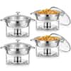 Wilprep 4-Pack 6 qt. Stainless Steel Round Chafing Dishes Buffet Set ...