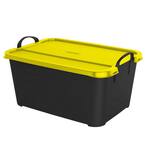 55 Quart Plastic Stackable Storage Unit Bin, Black & Yellow (6 Pack)-6 ...