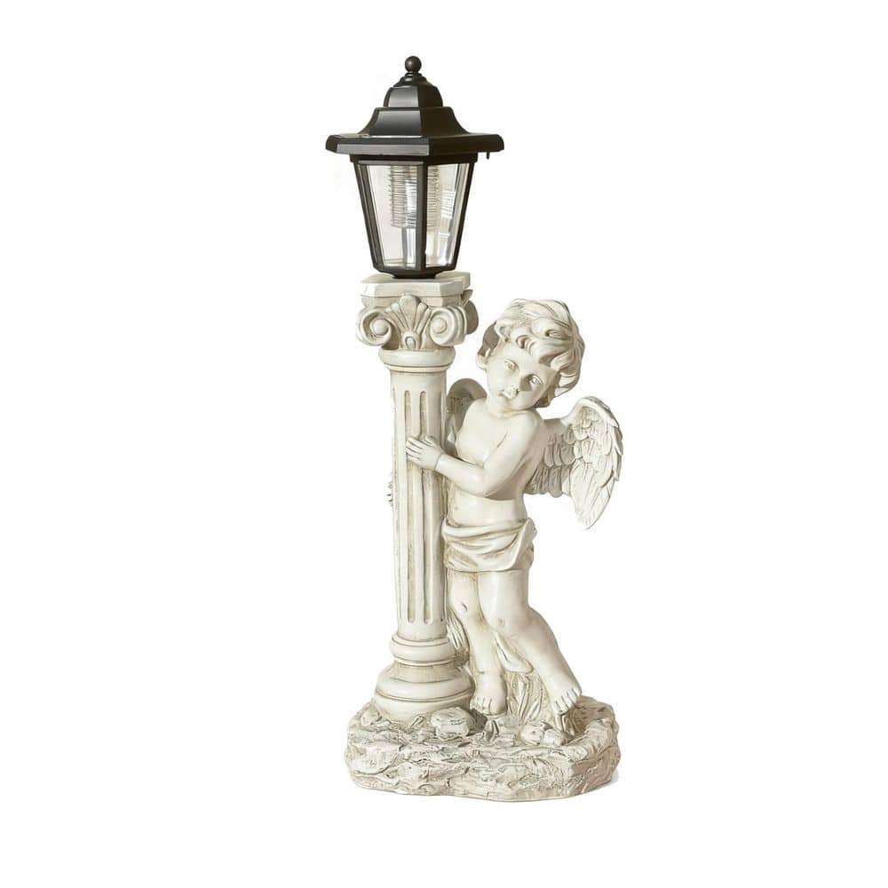 7 in. x 20 in. White Resin Angel Garden Statue Solar Lights (Right ...