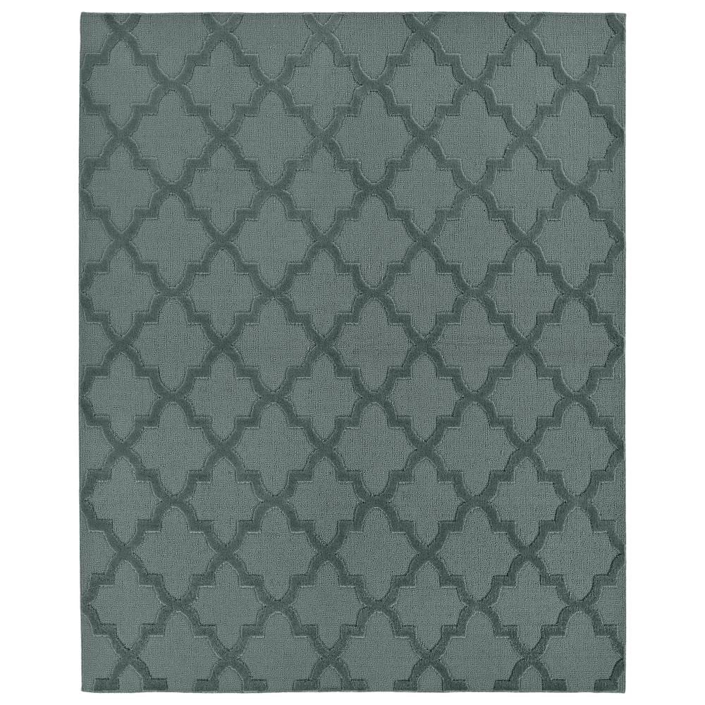 Garland Rug Quatro Sea Foam 12 ft. x 15 ft. Cut-loop Trellis Area Rug ...