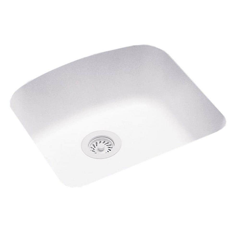 Swan Undermount Solid Surface 20.9 in. 0-Hole Single Bowl Kitchen Sink in White US02021SB.010 ...
