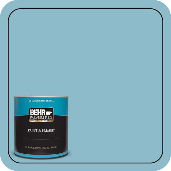BEHR PREMIUM PLUS 1 qt. #S460-3 Blue Echo Satin Enamel Exterior Paint ...