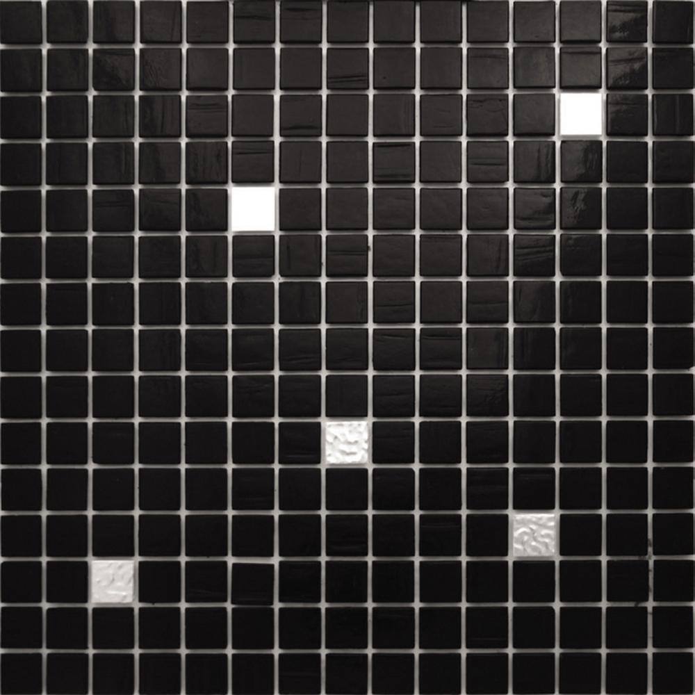 Apollo Tile Mingles 4" x 6" Glossy Black & White Glass Mosaic Uniform square Wall & Floor Sample ...