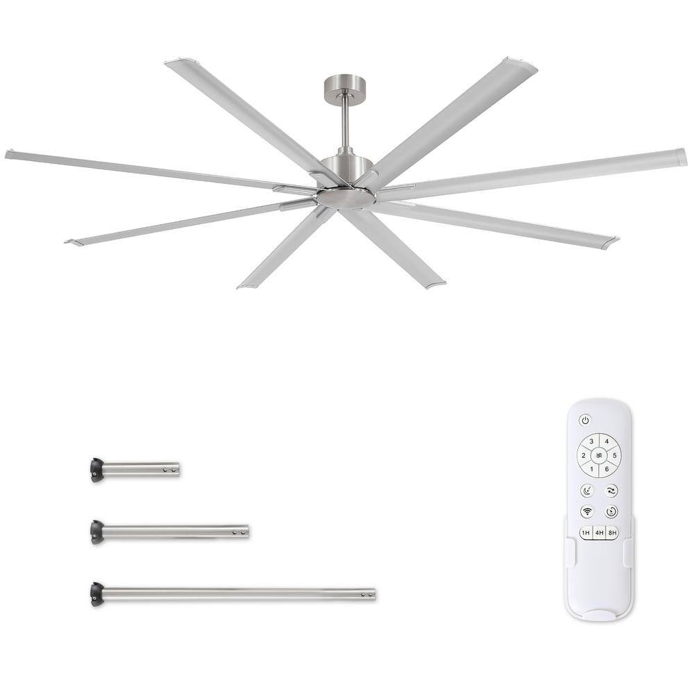 HINNIXY 96 in. Indoor/Outdoor Brushed Nickel 8-Blades Ceiling Fan with ...