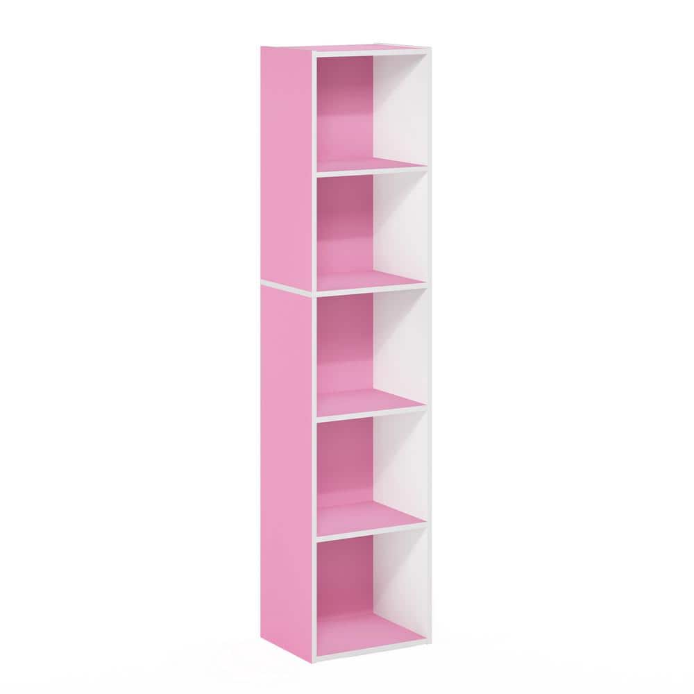 Reviews for Furinno Pasir 52.1 in. Tall Pink/White Wood 5-Shelf ...
