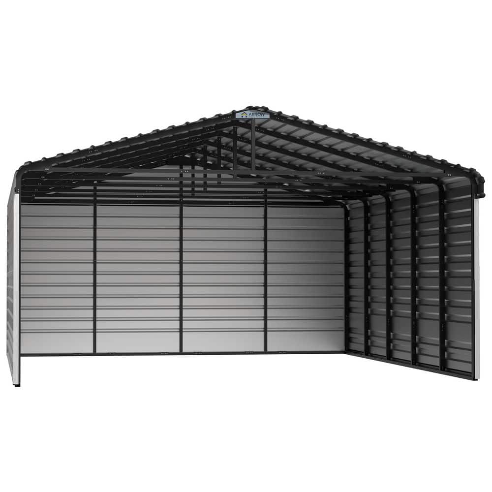Arrow 20 ft. W x 24 ft. D x 9 ft. H Eggshell Galvanized Steel Carport ...