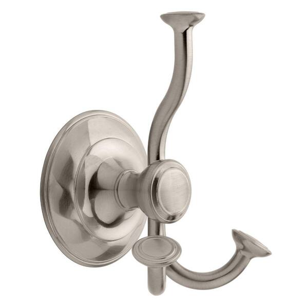 Decor Bathware Pirouette Double Robe Hook in Satin Nickel 125875 - The Home Depot