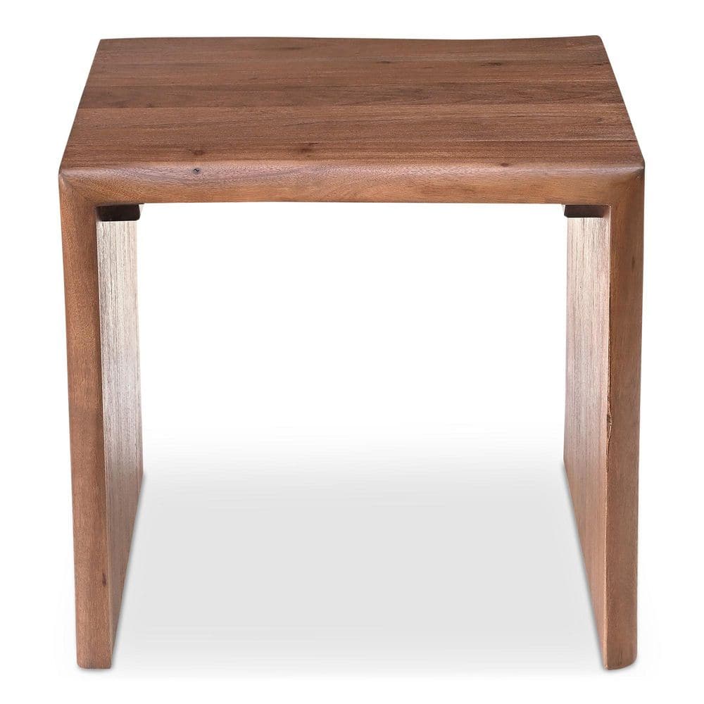 NADAAL STUDIOS Herald 22 in. Brown Square Acacia Wood End Table with ...