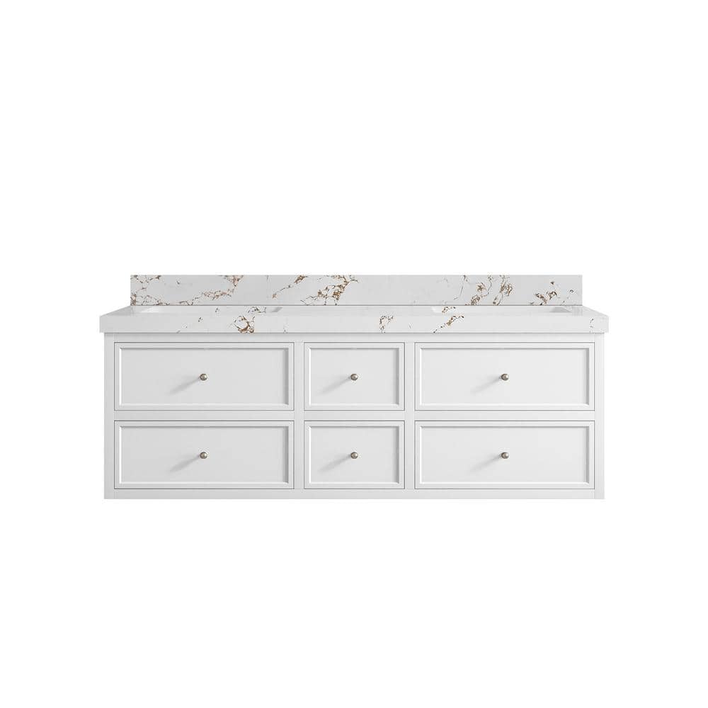 Willow Collections Roswell Floating 60 in. Double Sink Freestanding ...