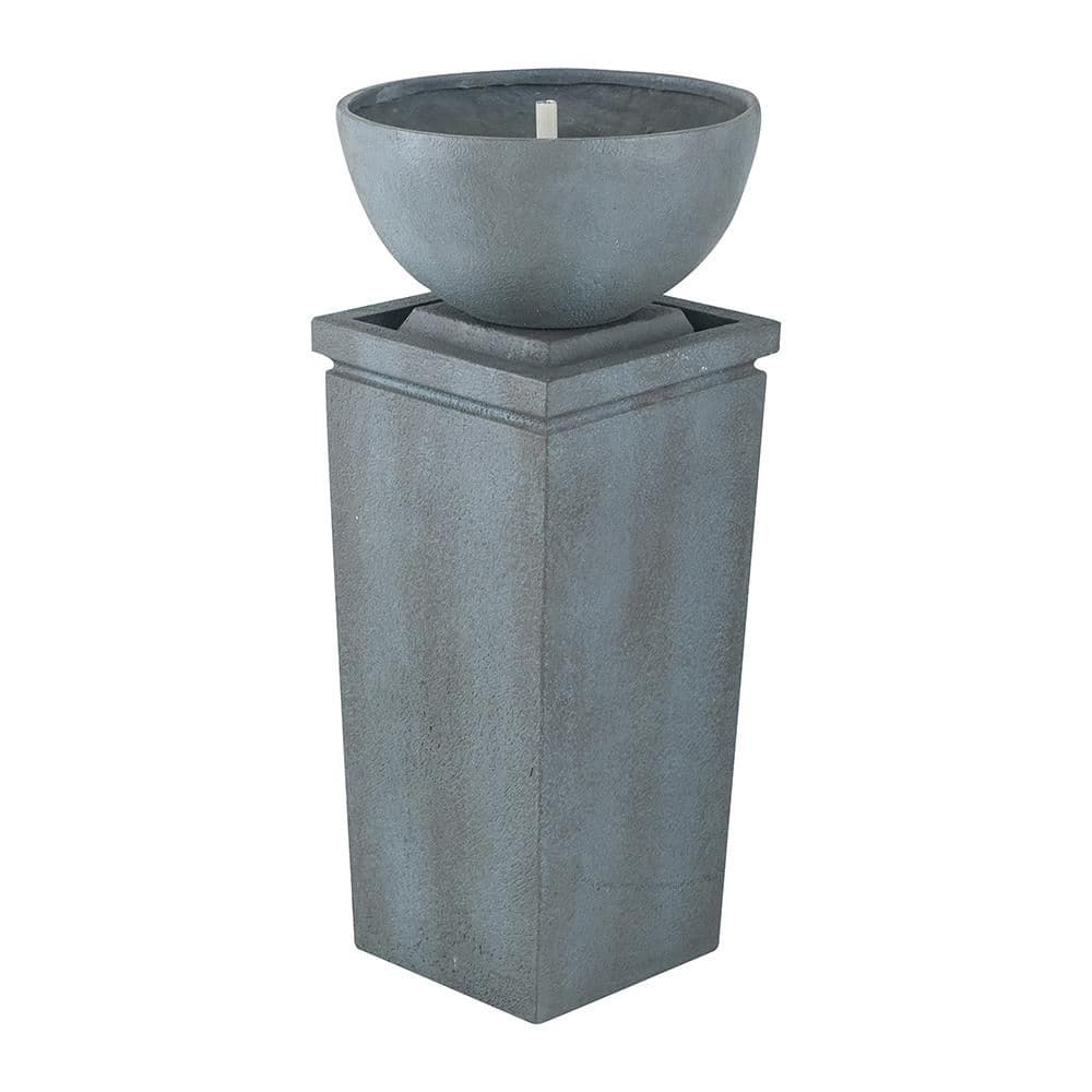 ECOCHIC SPACES INC Hot Seller 35.4 in. Polyresin Gray Bowl Waterfall ...