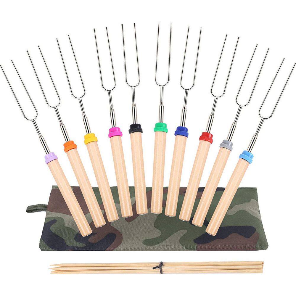 Outdoor Marshmallow Sticks Fire Pit Kit Skewers Hot Dog Camping Accessories 30 in. L Fork (10 ...