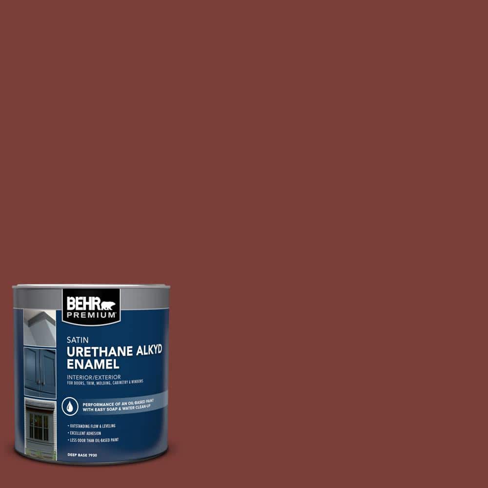 BEHR PREMIUM 1 qt. #PPU2-02 Red Pepper Satin Enamel Urethane Alkyd ...