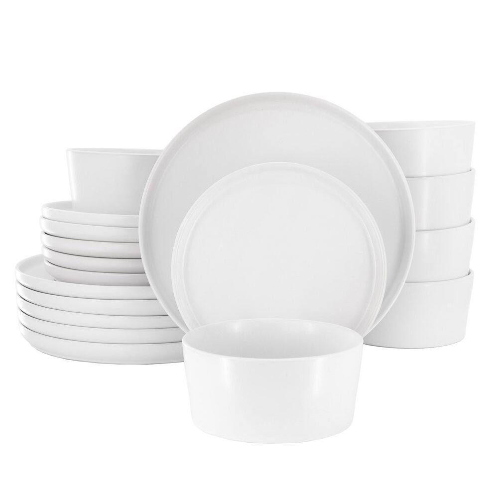 Elama Josh 18 Piece Stoneware Dinnerware Set in Matte White 985123182M ...