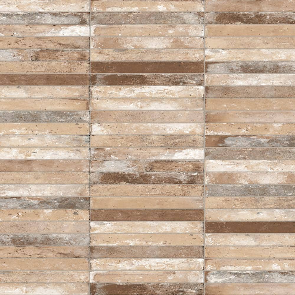 Merola Tile Sedona Multicolor 1-7/8 in. x 17-3/4 in. Porcelain Floor ...