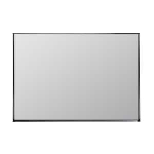 36 in. W x 24 in. H Rectangular Framed Black Mirror Square Angle Metal ...