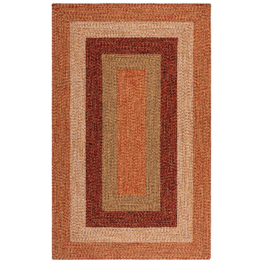 SAFAVIEH Braided Rust/Red 5 ft. x 8 ft. Machine Washable Solid Striped ...