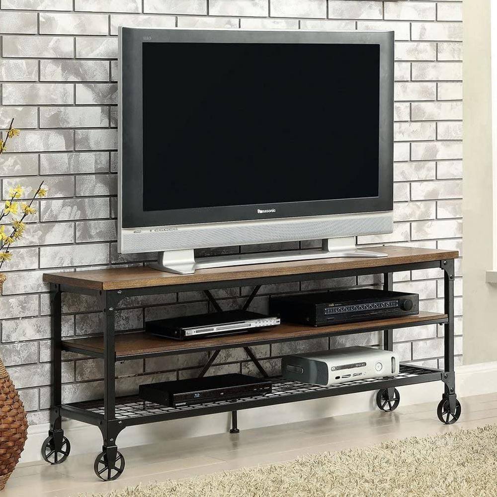William's Home Furnishing Edvin 17 in. Antique Black/Medium Oak TV ...