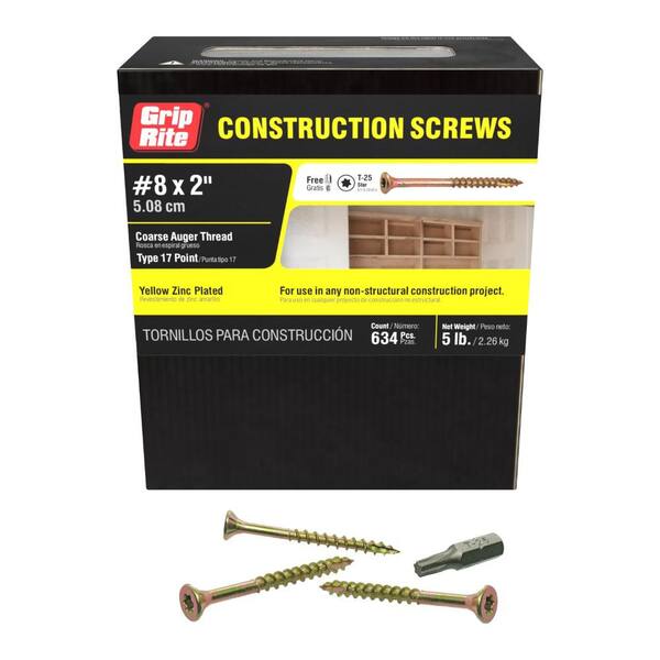 Type 17 Thread Wood Screws 300-Pack T25 Torx Flat Head Wood Screws - #9 ...