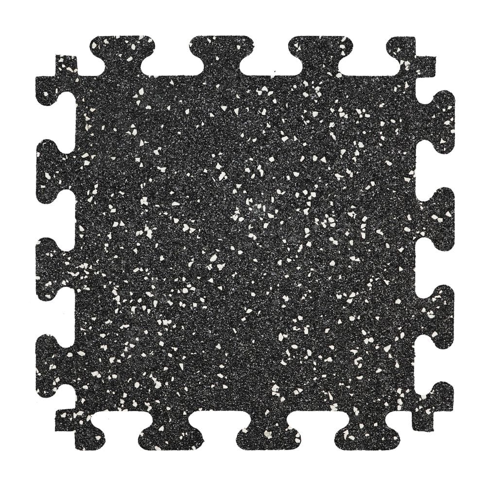 Rubber Gym Tiles with White Colored Flake 18 .in x 18 .in 8 mm Thick ...