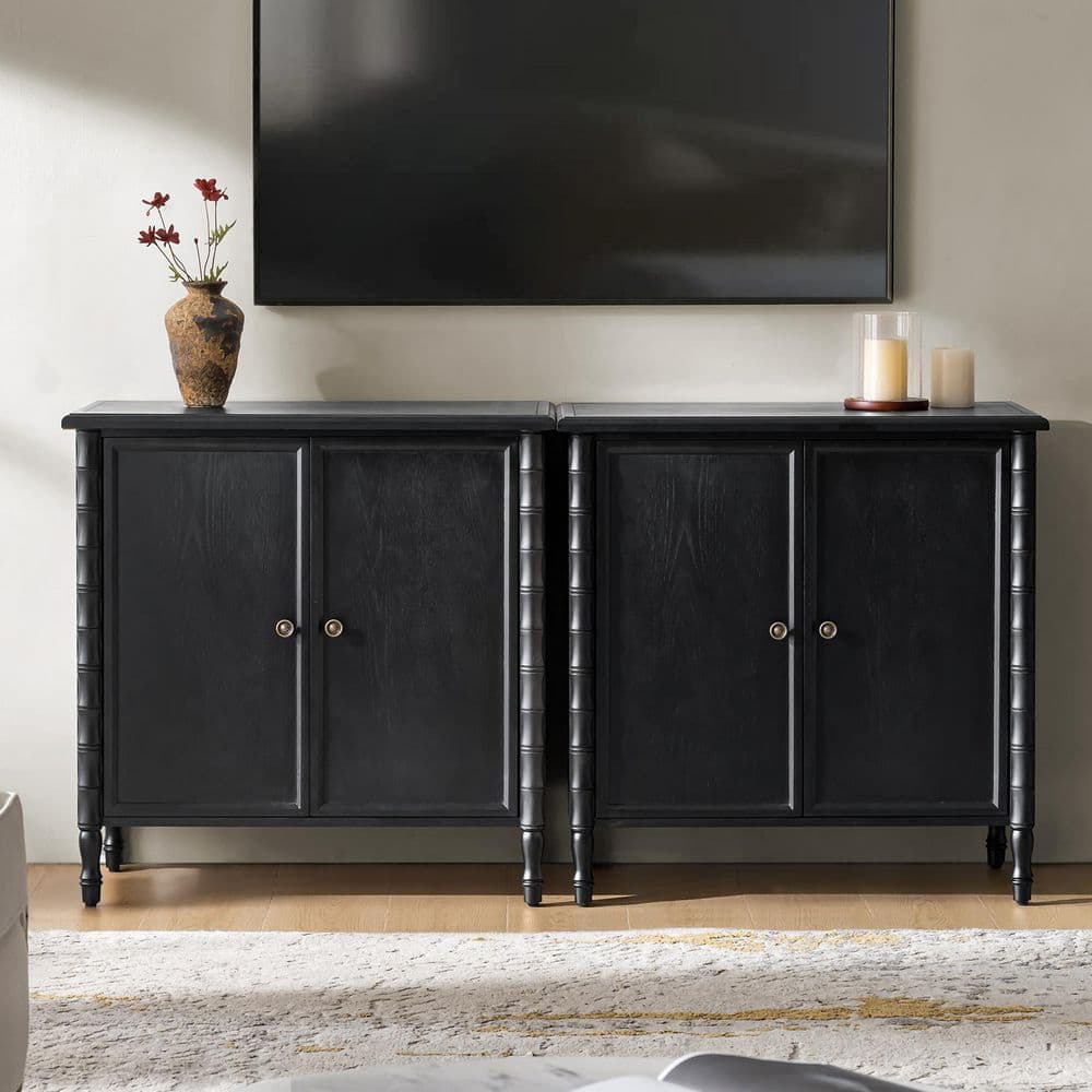 JAYDEN CREATION Fay Black Transitional 32.2 in. 2-Door Cabinet with ...