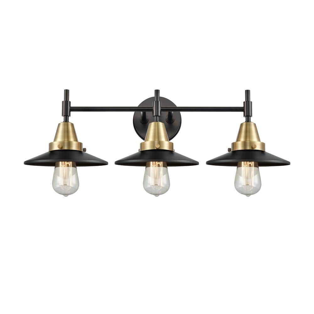 Innovations Railroad 26 in. 3-Light Black Antique Brass, Matte Black ...