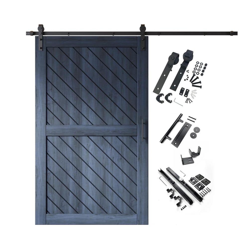 HOMACER XT2 48 in. x 80 in. C-Panel Navy Slanted Stripe Design Solid ...