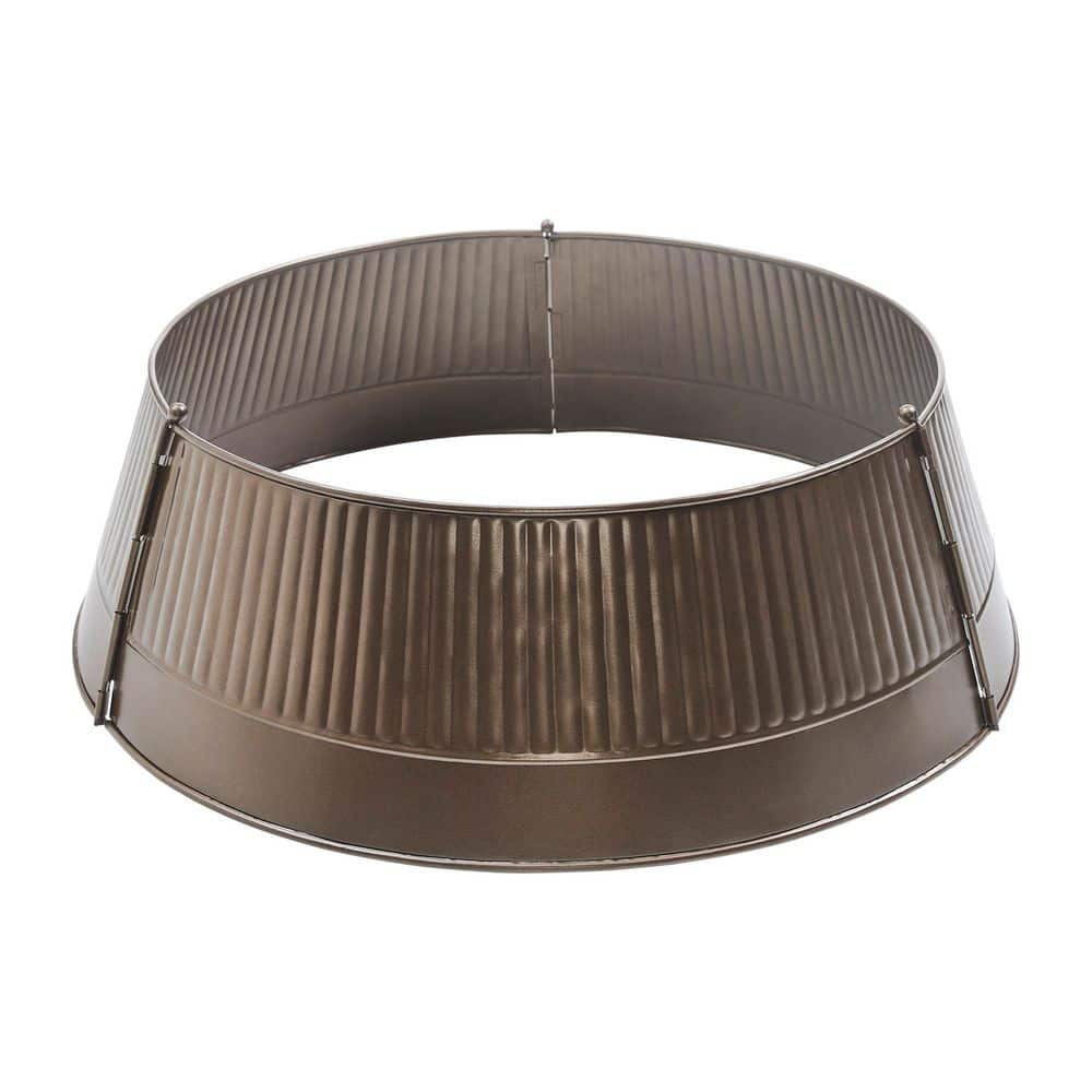 VHC Brands Ribbed 24 in. D Bronze Metal Tree Collar 90056 - The Home Depot