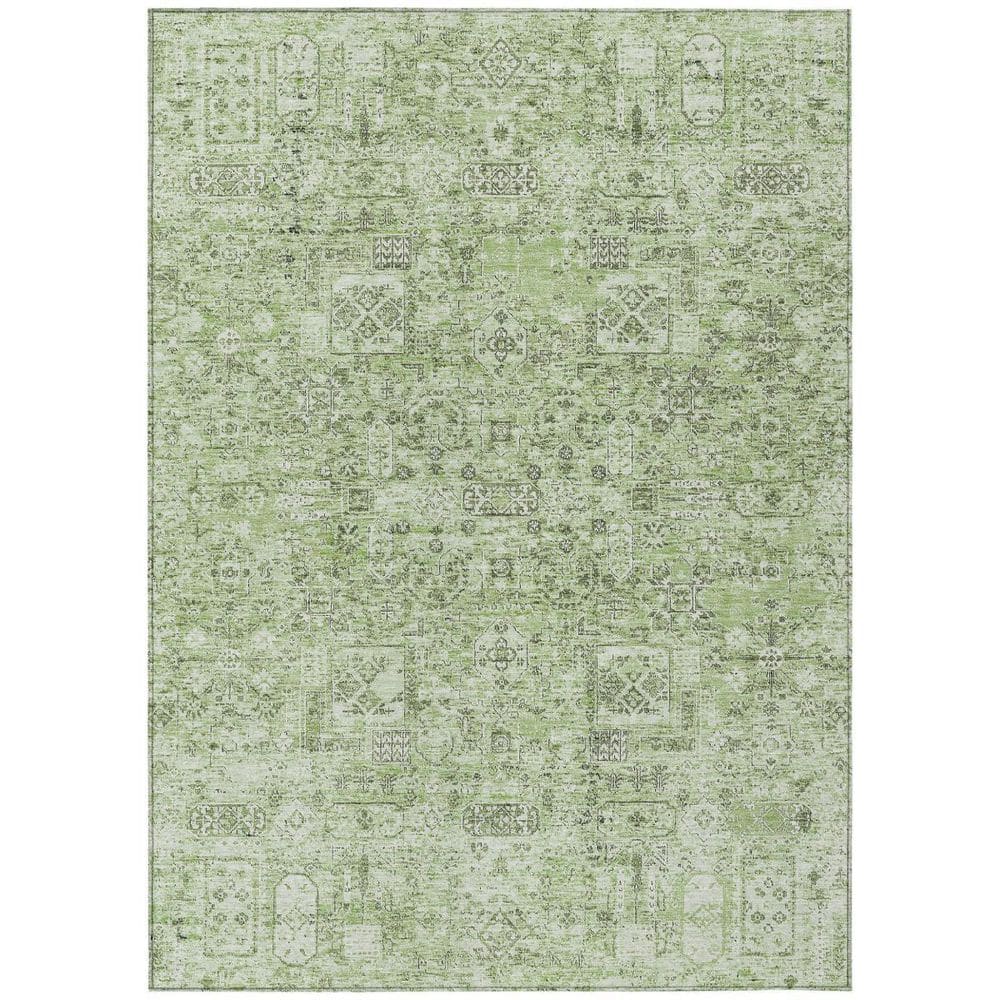 HomeRoots Artichoke Green, Olive Green 5 ft. x 8 ft. Woven Floral ...