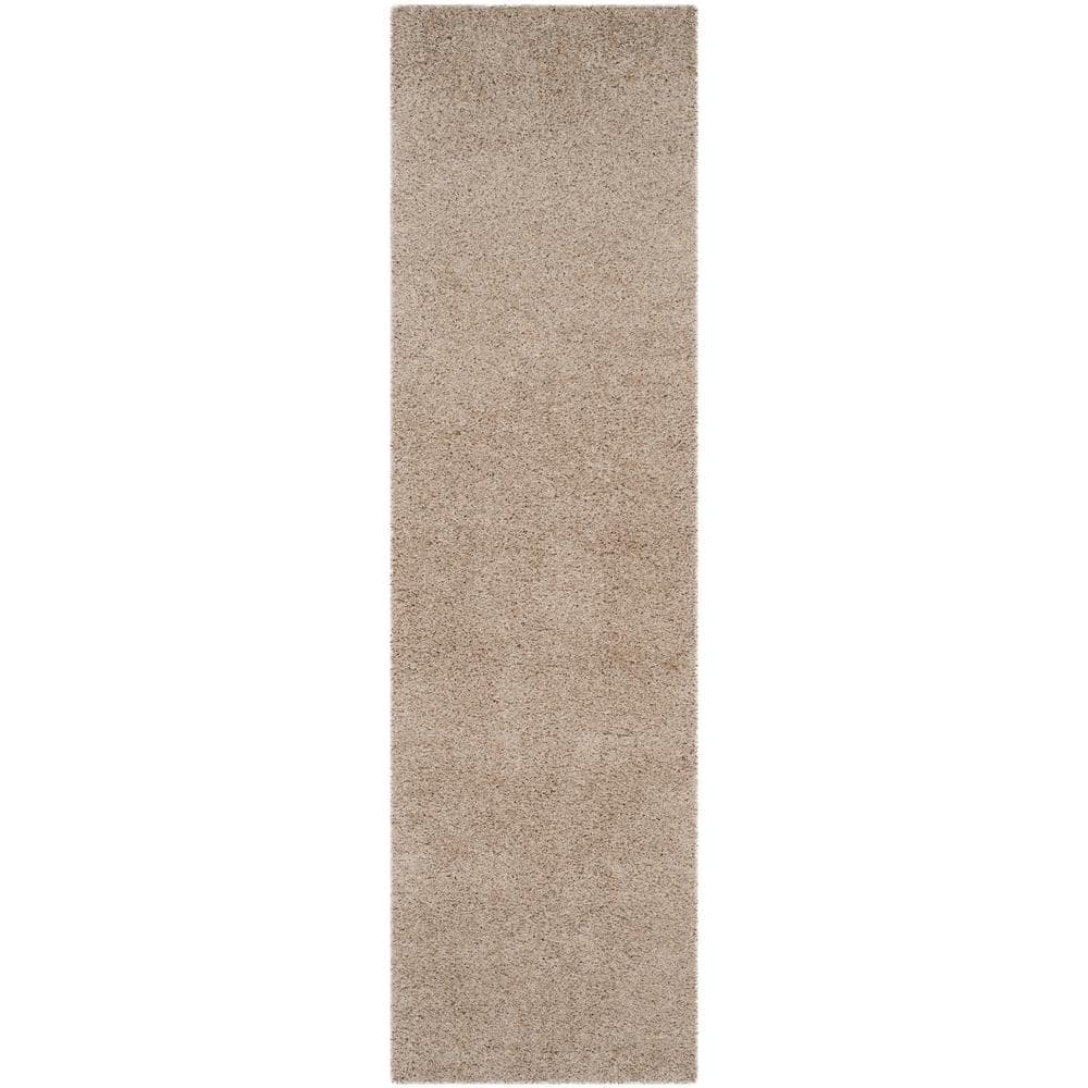 SAFAVIEH Laguna Shag Sand 2 ft. x 8 ft. Solid Runner Rug SGL303C-28 ...