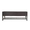 Clihome Wicker Outdoor Multi-Purpose Storage Bench with Metal Rack CL ...