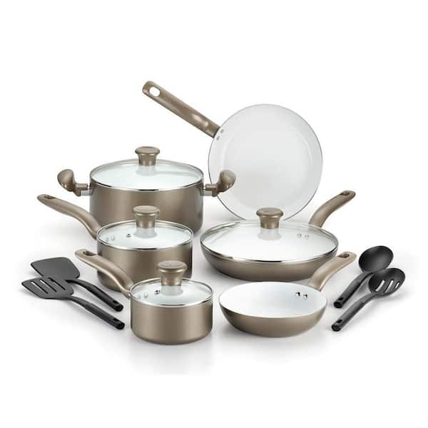 T-fal Initiatives 14-Piece Aluminum Ceramic Nonstick Cookware Set in ...
