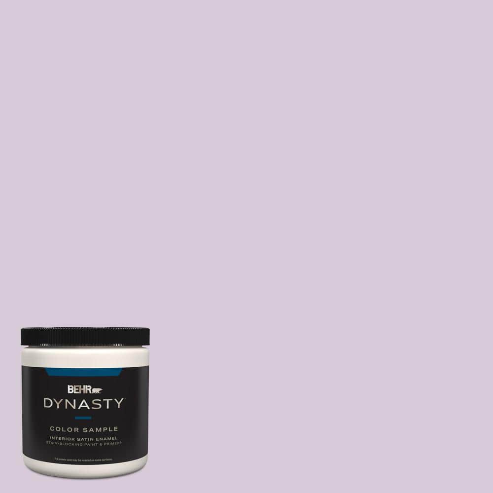 BEHR DYNASTY 8 oz. #670C-3 Purple Cream Satin Enamel Stain-Blocking ...
