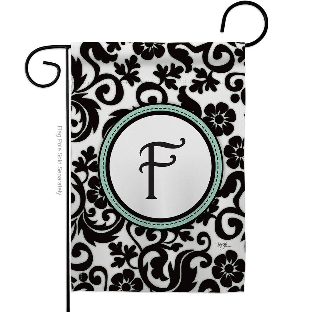 Breeze Decor 13 in. x 18.5 in. Damask F Initial Simply Beauty Garden ...