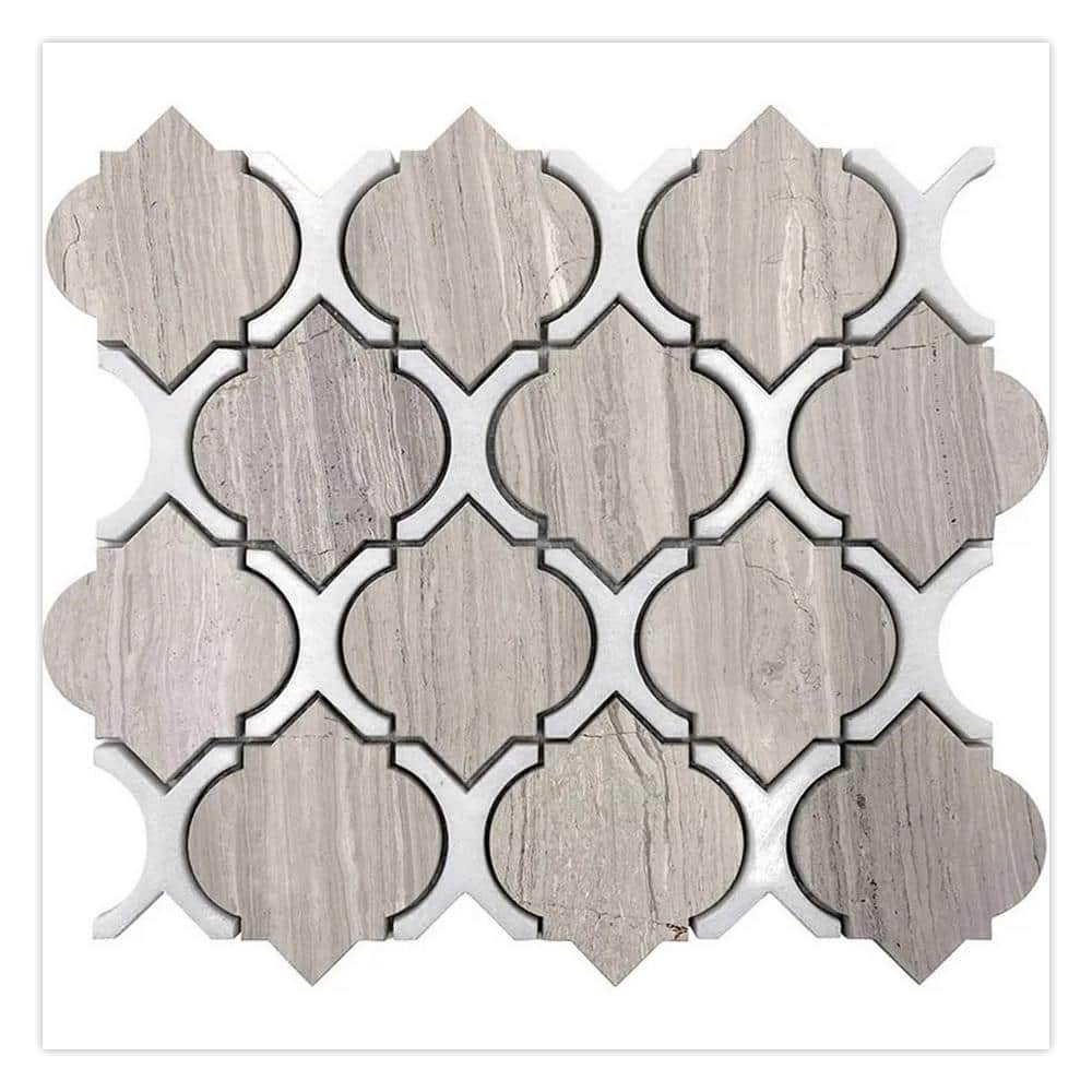 Apollo Tile Elysian 10 in. x 11 in. Polished Thassos White Wooden Grey ...