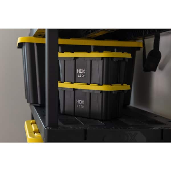 HDX 6.5-Qt Tough Storage Tote in Black with Yellow Lid 999-6QT-HDX ...