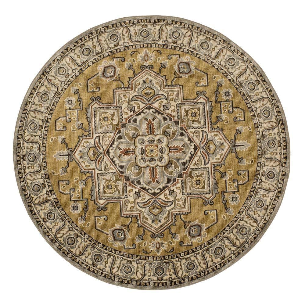 Mohawk Home Rene Beige 8 ft. x 8 ft. Oriental Round Area Rug 672683 ...